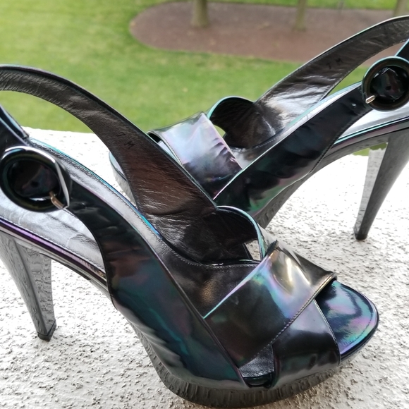 Via Spiga | Shoes | Iridescent Petrol Or Oil Slick Platform Heels Sz ...
